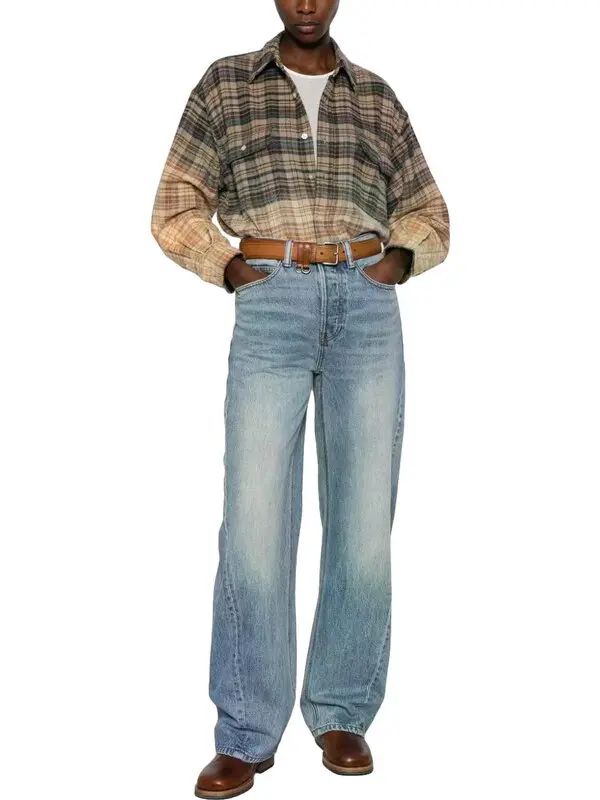 R13 Long-sleeve Checked Shirt - Neutrals