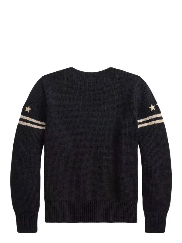 Ralph Lauren Skull Patch Star Embroidered Crewneck Sweater - Blue