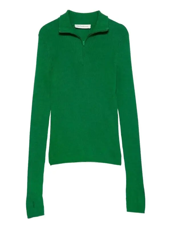 THE FRANKIE SHOP Sade Ribbed-knit Half-zip Sweater - Green