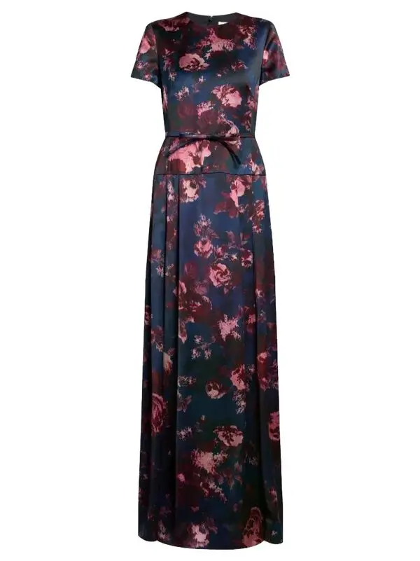 Erdem Floral Print Belted Gown - Blue