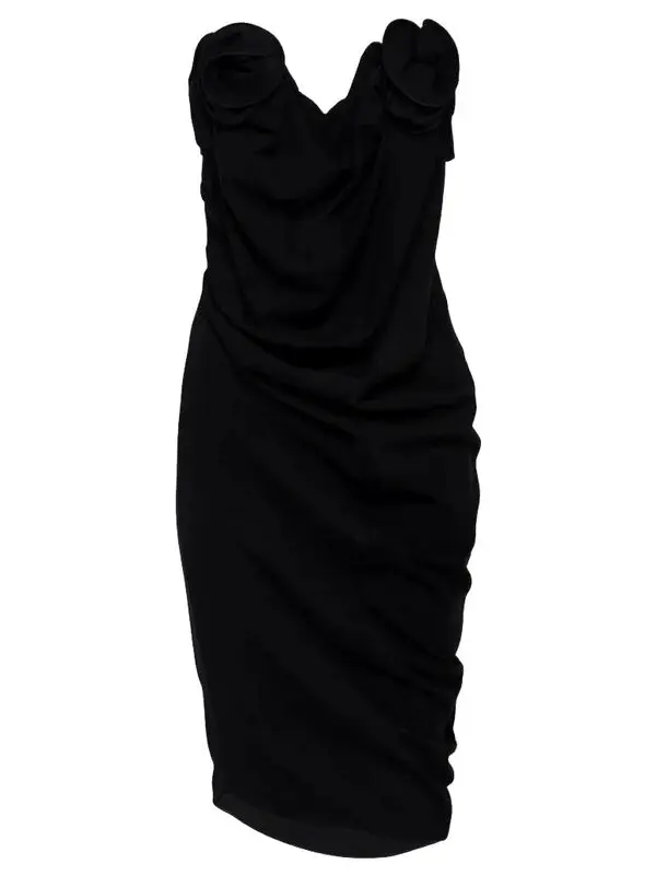 Magda Butrym Draped Floral-applique Midi Dress - Black