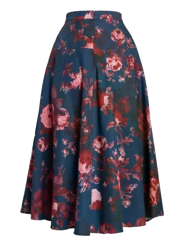 Erdem Floral Print A-line Skirt - Blue