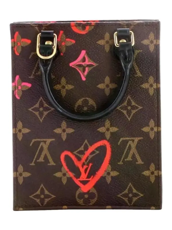 LOUIS VUITTON Petit Sac Plat Monogram Canvas Tote Bag - Brown