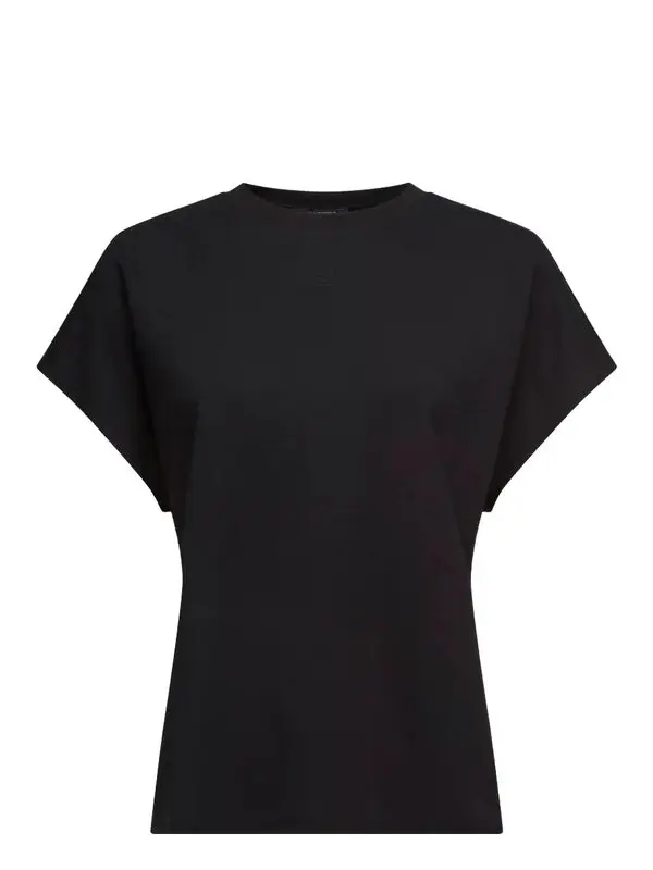 Karl Lagerfeld Cap Sleeve T-shirt With Tonal Logo Embroidery - Black