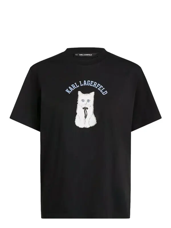 Karl Lagerfeld Ikon Choupette Print T-shirt - Black