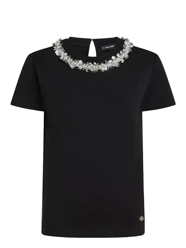 Karl Lagerfeld Faux-pearl Embellished T-shirt - Black