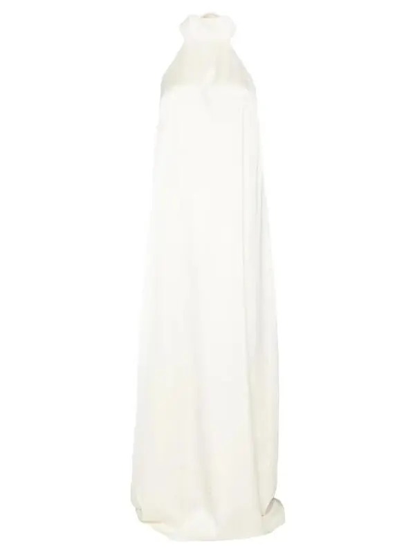 THE ARCHIVIA Riviera Feather-trim Maxi Dress - Neutrals