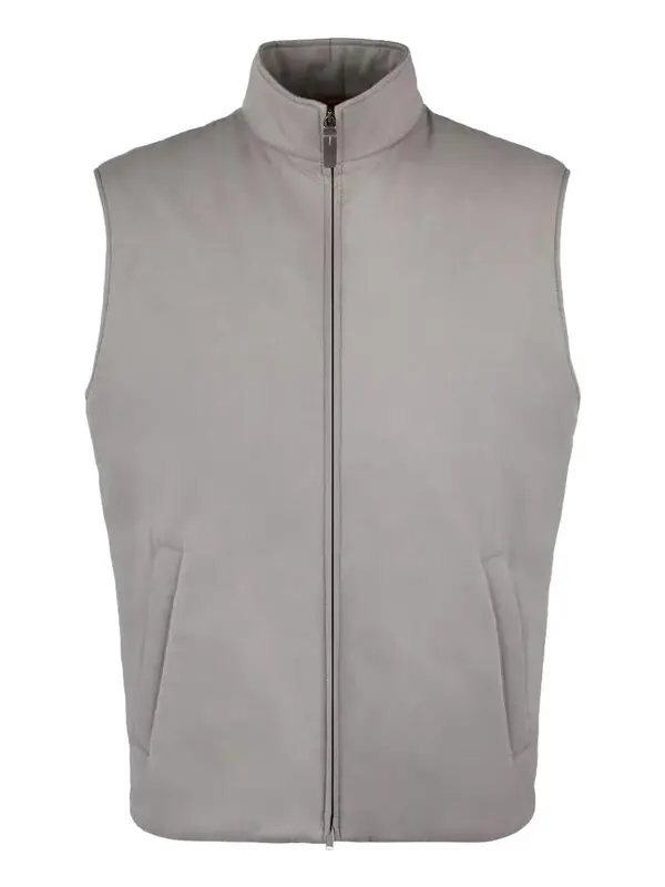TOD'S Padded High Neck Zip-up Gilet - Grey