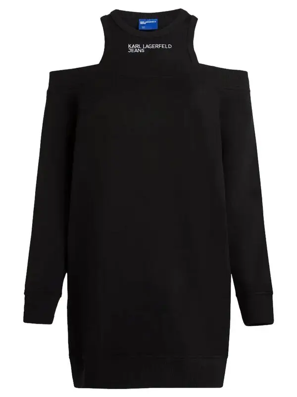 Karl Lagerfeld Cotton Cold-shoulder Sweat Dress - Black