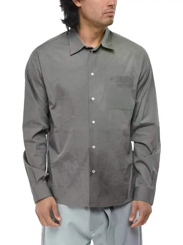 Off-White Embroidered-logo Poplin Shirt - Grey