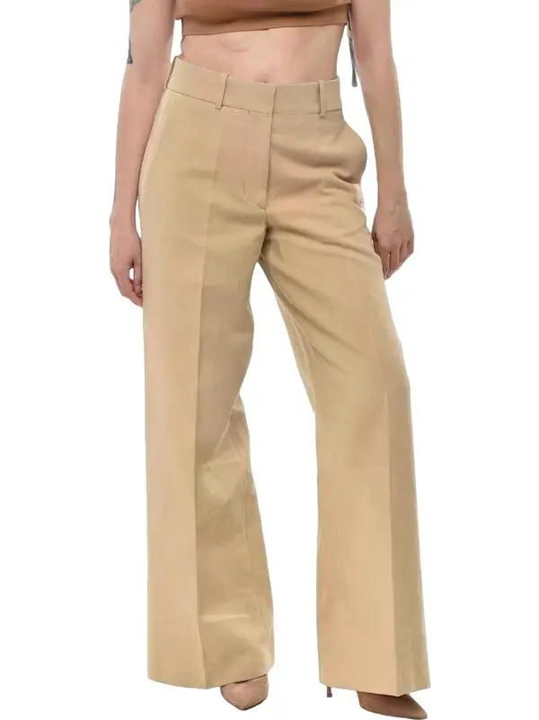Off-White Wide-leg Tailored Trousers With Logo Embroidery - Neutrals