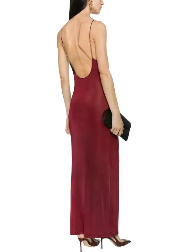 Saint Laurent Chain-link Strap Open-back Maxi Dress - Red
