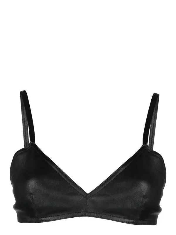THE MANNEI Sierra Leather Cropped Tank Top - Black