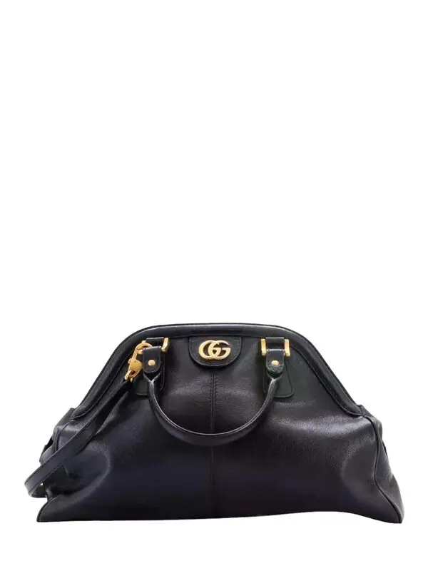 Gucci Leather Medium Satchel Top Handle Bag - Black