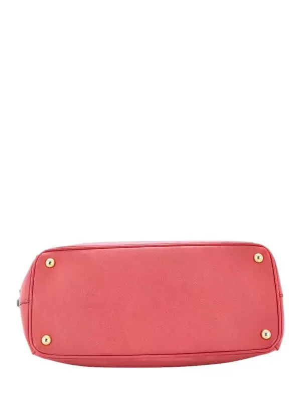 Prada Saffiano Leather Double Zip Tote Bag - Pink