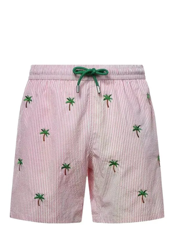 MC2 SAINT BARTH Embroidered Palm Tree Swim Shorts - Pink