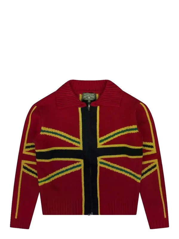 DENIM TEARS Union Jack Zip-up Cardigan - Red