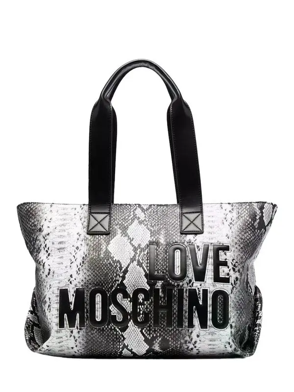 Moschino Snake-effect Logo Tote Bag - Black