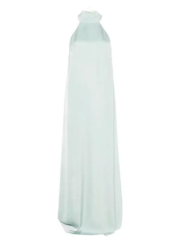 THE ARCHIVIA Riviera Feather-trim Halterneck Maxi Dress - Blue