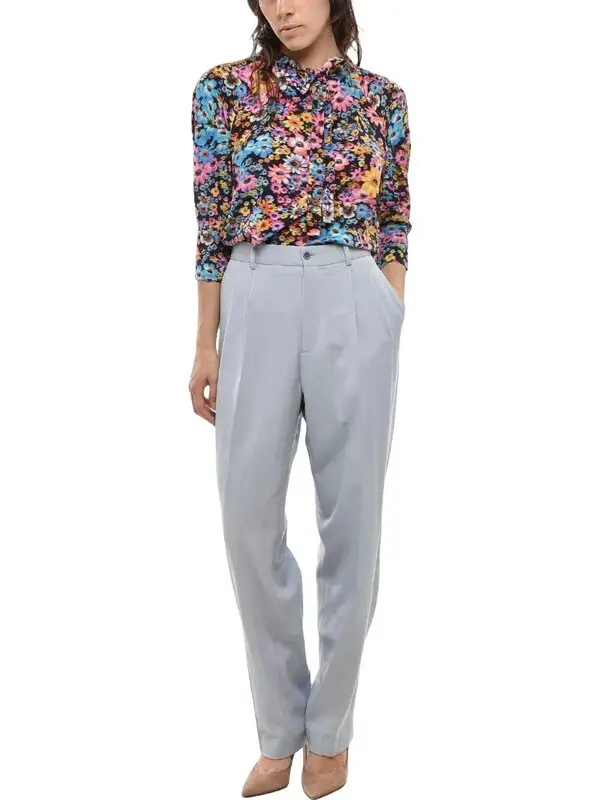Stella McCartney Wide Leg Trousers With Double Pleats - Grey
