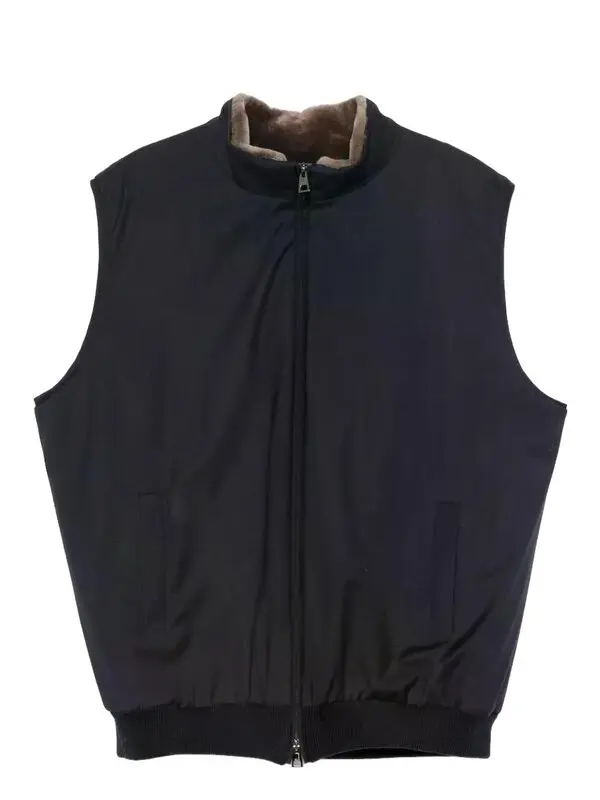 MANZONI 24 Fur-trimmed Zip-up Gilet - Blue