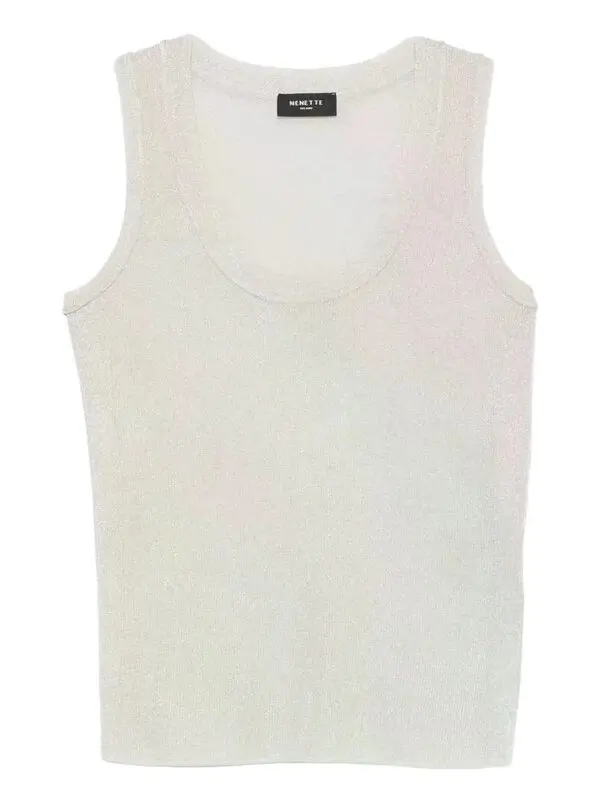 NENETTE Metallic Effect Ribbed Knit Tank Top - Neutrals