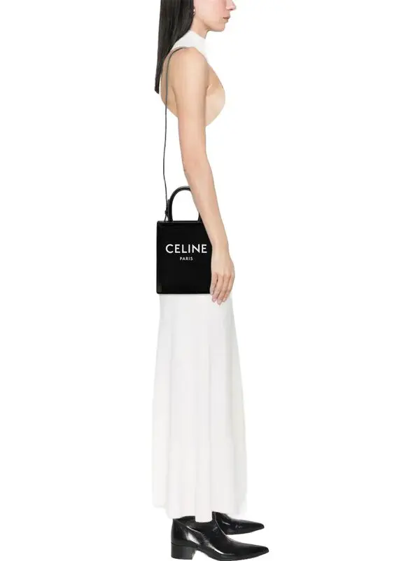 Celine Mini Canvas Vertical Cabas Tote Satchel - Black