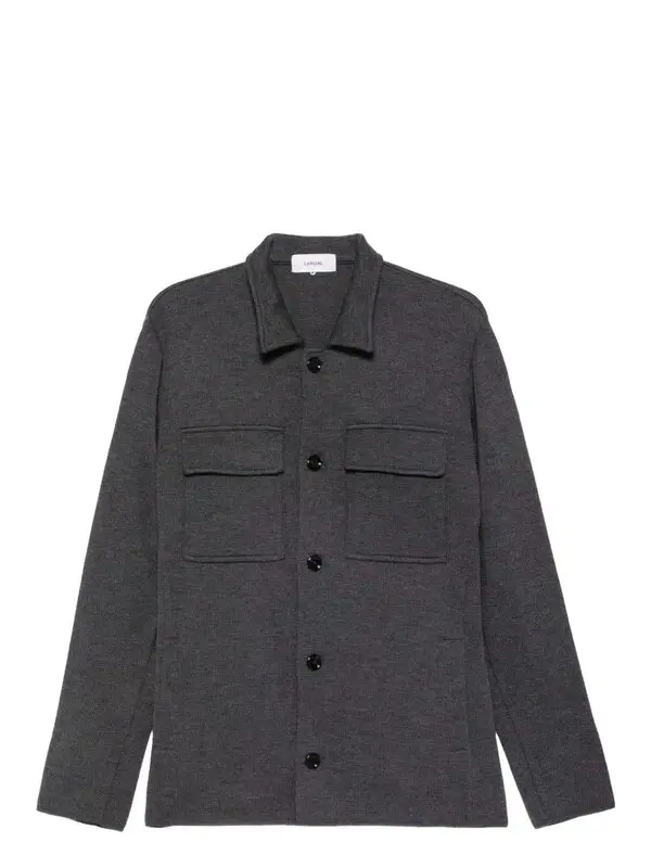 LARDINI Knitted Point Collar Cardigan - Grey