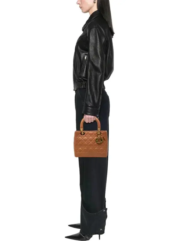 Dior 1997 Medium Lambskin Cannage Lady Satchel - Brown
