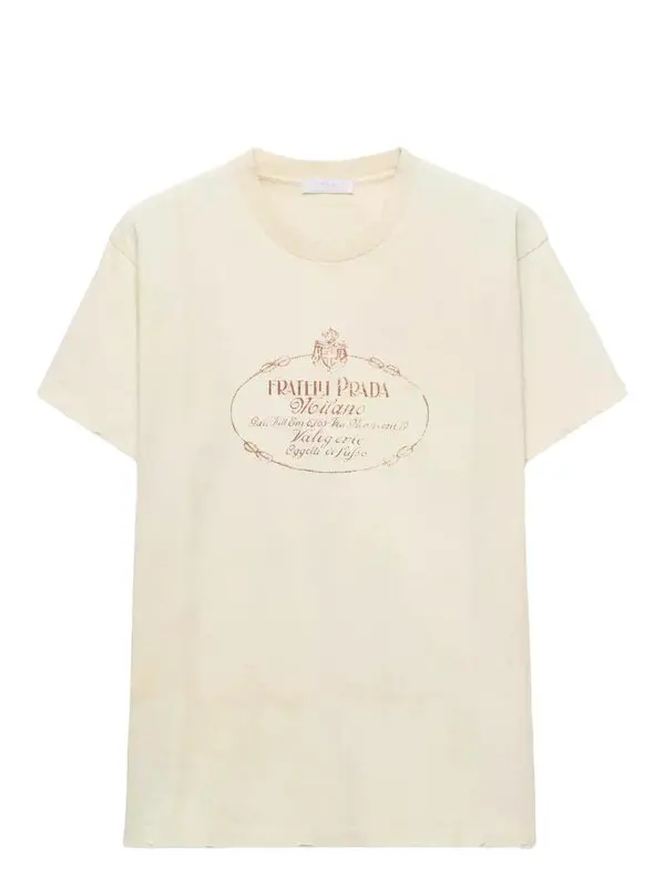 Prada Garment-dyed Jersey T-shirt - Neutrals