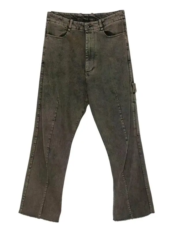 Masnada Acid Wash Frayed Hem Jeans - Brown