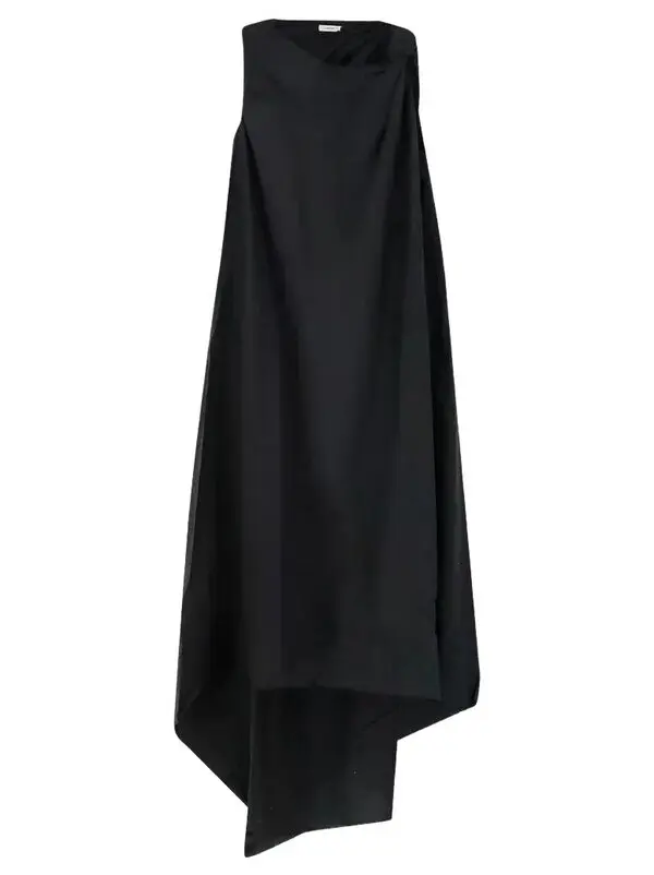 LAMRONS Sleeveless Asymmetric Dress With Knot Detail - Black