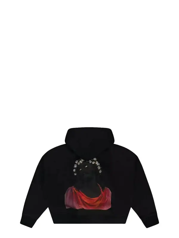 DENIM TEARS Long-sleeve Zip-up Hoodie With Graphic Print - Black