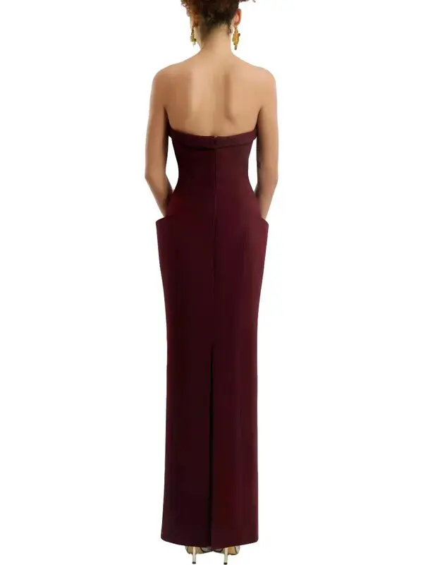 GEMY MAALOUF Strapless Pocket Detail Maxi Dress - Red