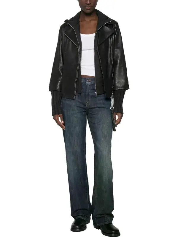 THE JACKIE LEATHERS Layered Leather Jacket - Black