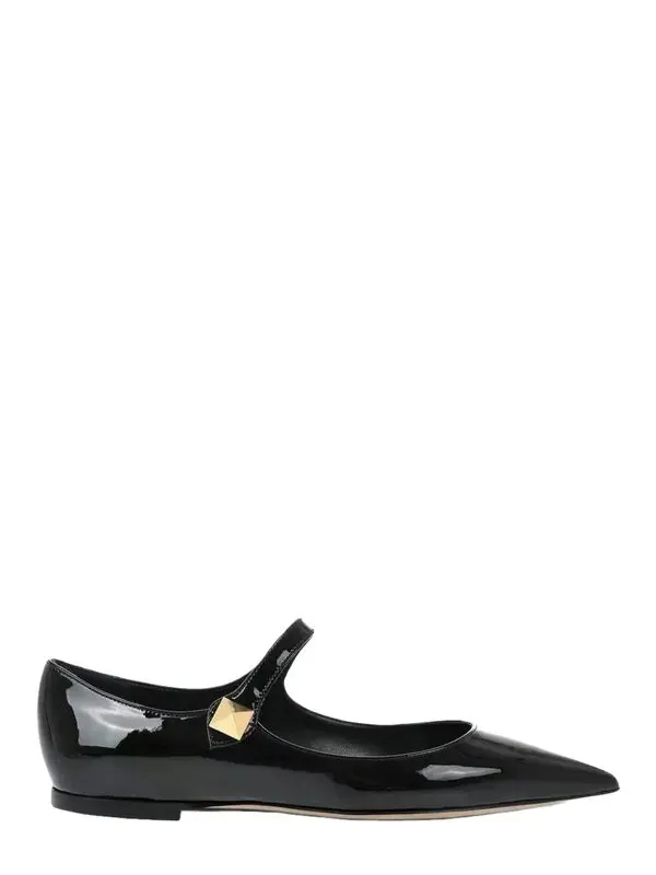Valentino Garavani One Stud Pointed-toe Ballet Flats - Black