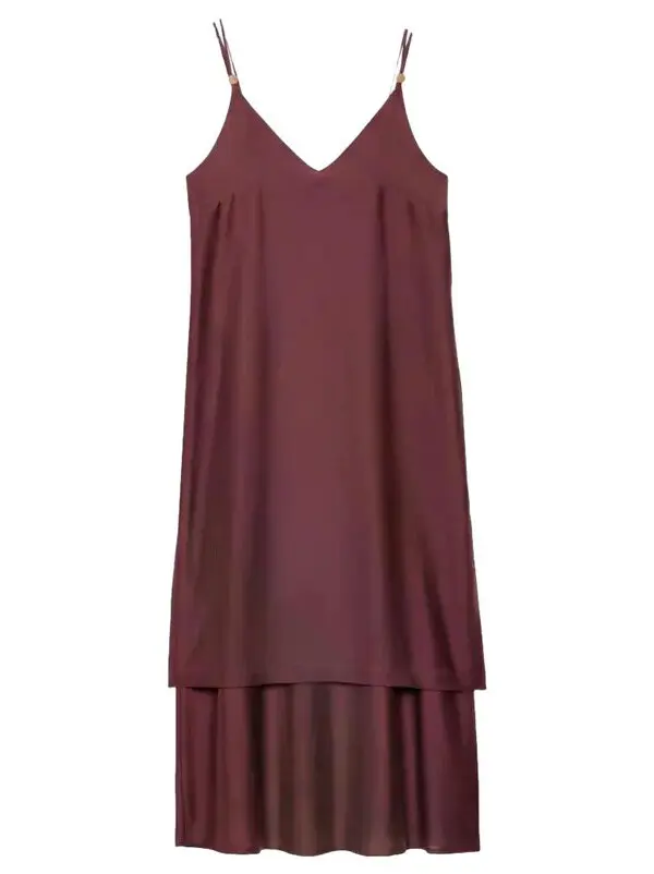 OTTOD'AME Layered Spaghetti Strap Maxi Dress - Brown