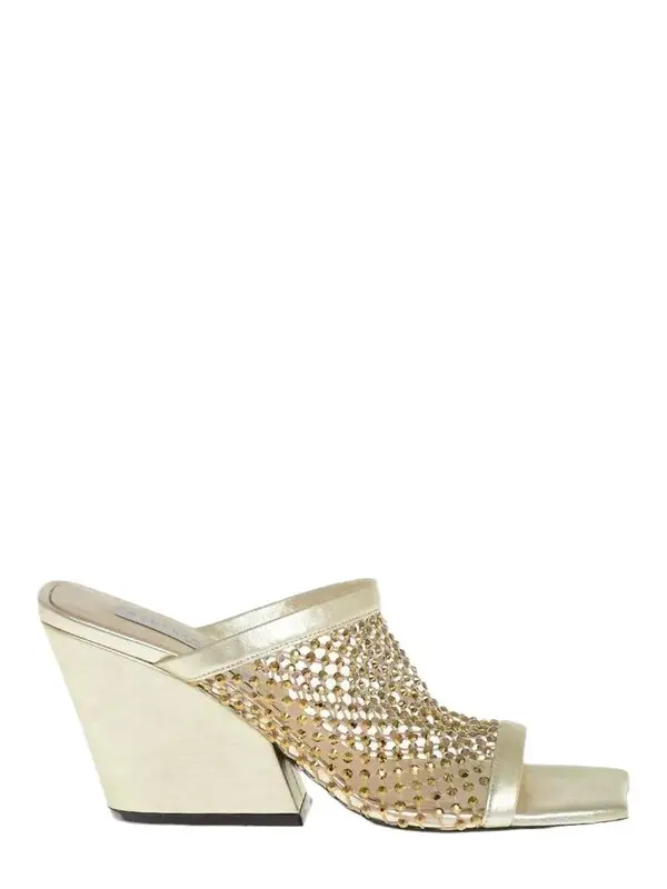 Stella McCartney Rhinestone Embellished Mesh Sandals - Gold