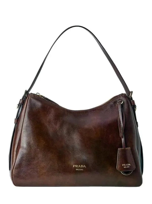 Prada Aimée Medium Leather Shoulder Bag - Brown