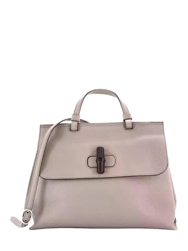 Gucci Bamboo Daily Top Handle Satchel In Leather - Grey