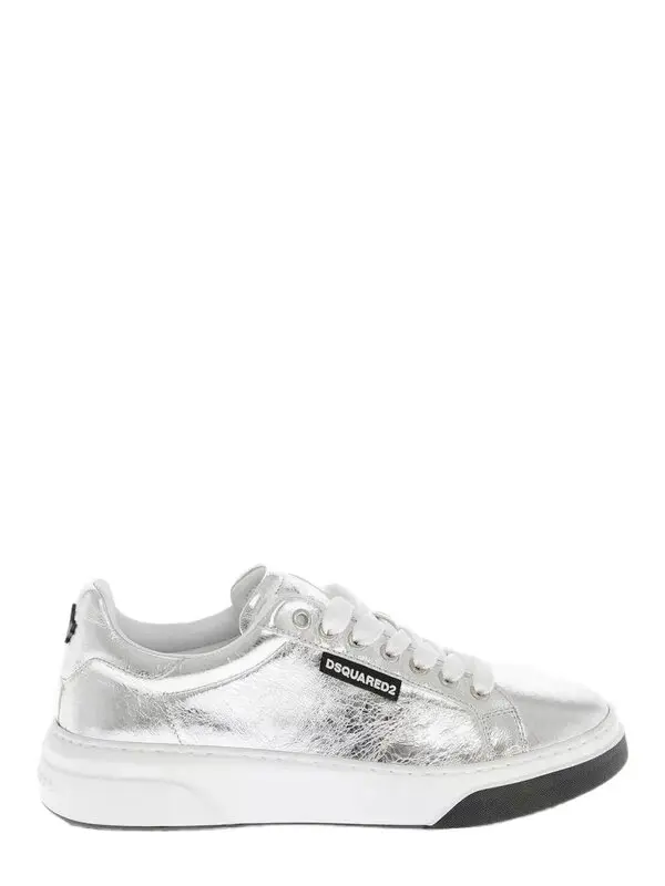 Dsquared2 Metallic Textured Leather Sneakers - Silver
