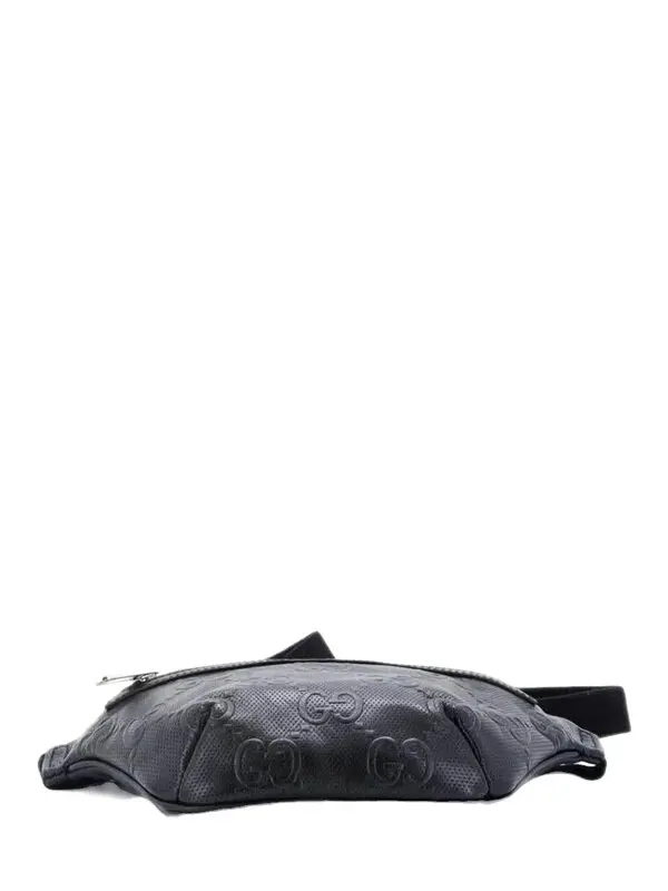 Gucci Gg Embossed Perforated Leather Belt Bag - Black