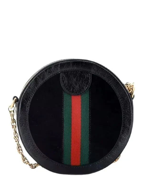 Gucci Ophidia Round Shoulder Bag Suede Mini - Black