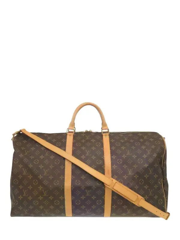 LOUIS VUITTON Monogram Keepall Bandouliere 60 Travel Bag - Brown