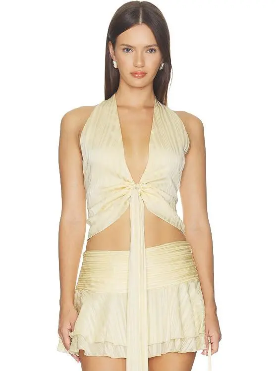 MORE TO COME Harbor Halter Neck Top - Yellow