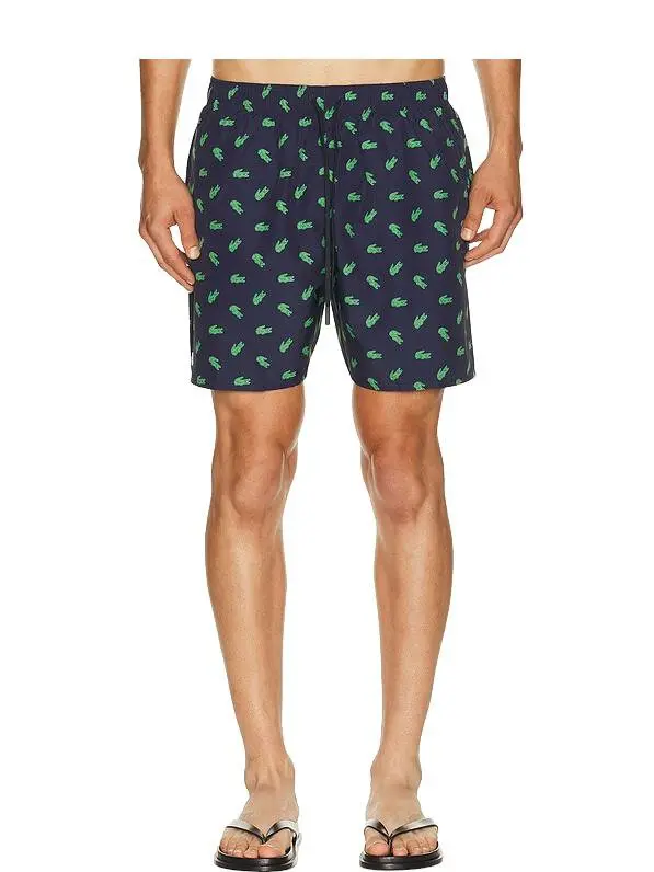 Lacoste All-over Print Swim Shorts - Blue