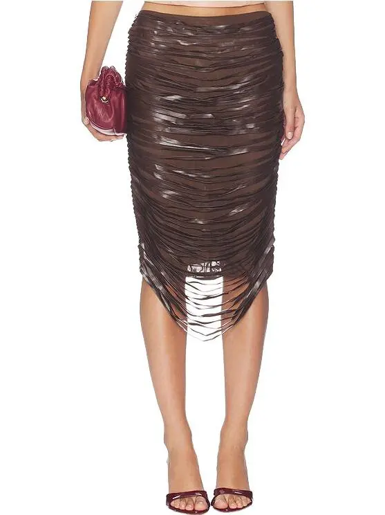 NIIHAI Long Lazer Skirt - Burgundy
