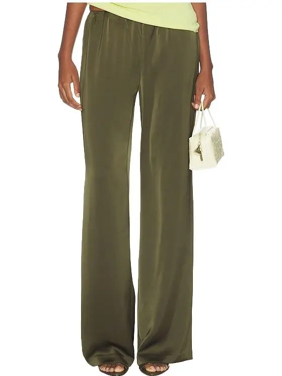 LOVERS AND FRIENDS Alette Satin Wide Leg Pants - Olive