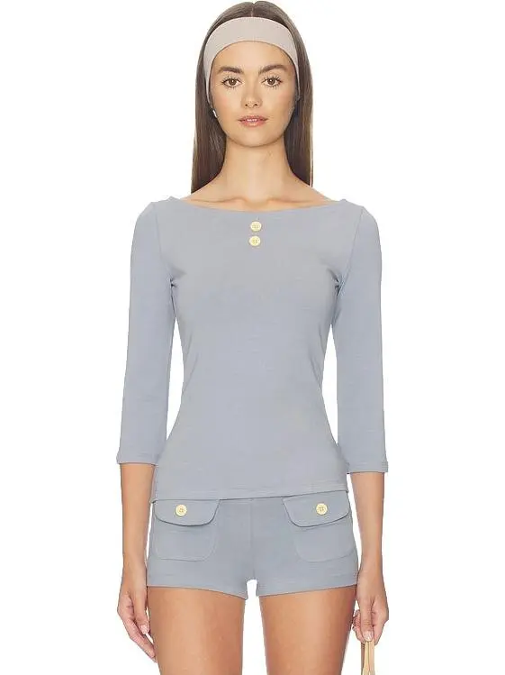 ODDLI 3/4 Boat Neck Top - Grey