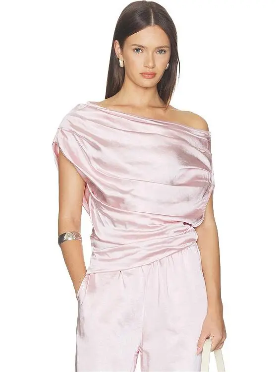SNDYS. Asymmetric Draped Top - Blush